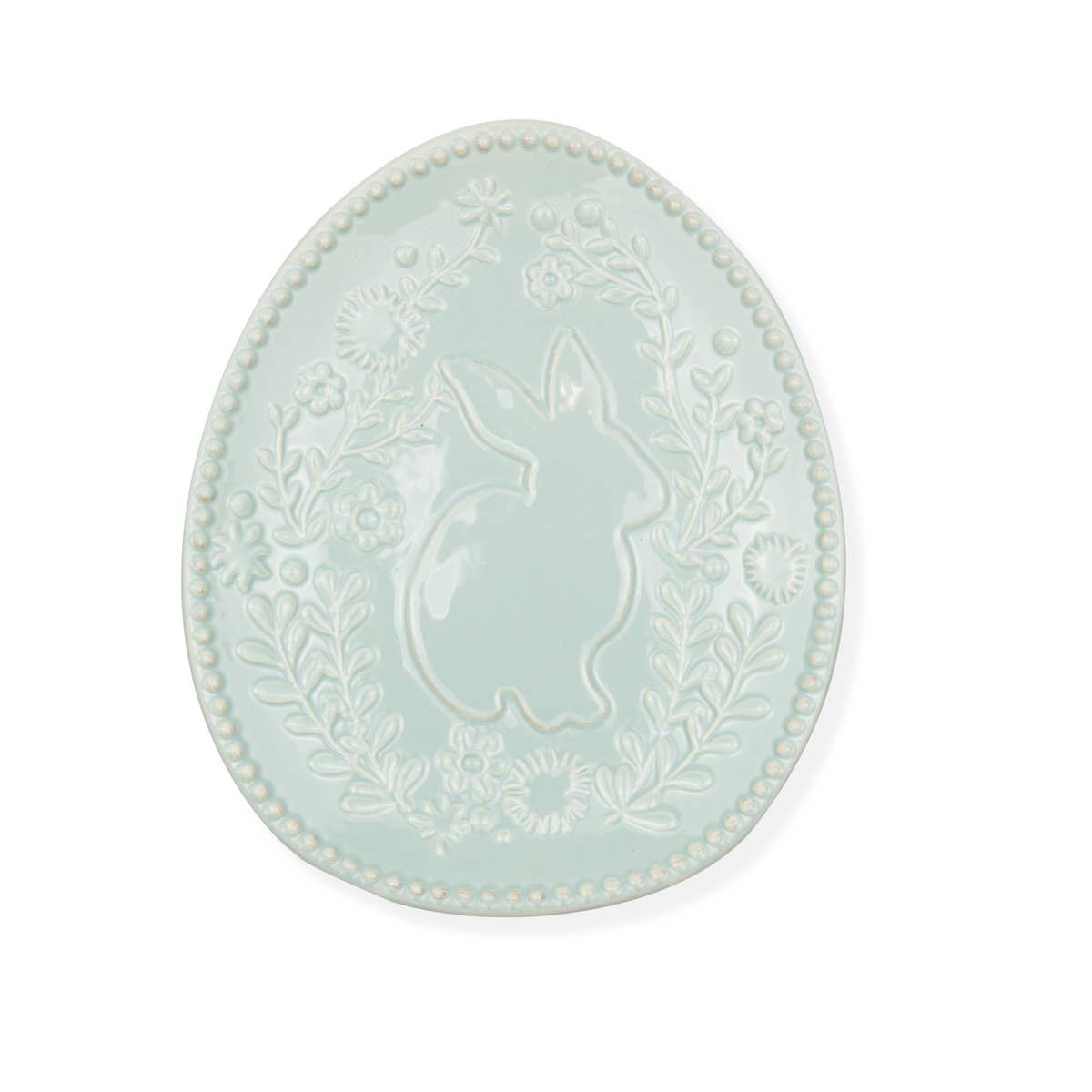 Embossed Floral Bunny Plate- Light Blue – Little Way Catholic Boutique
